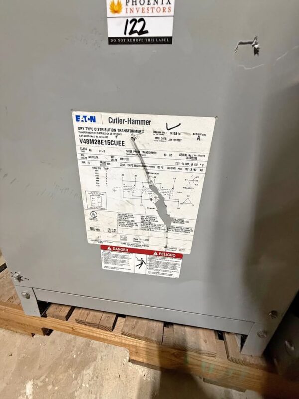 Eaton 15 kVA Dry Type Transformer 480V Delta - 208Y/120V | ISP Equipment